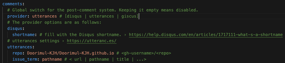 Using "Utterance" to Enable Comments on a GitHub Pages Blog (Chirpy Theme) | Doorimul-KJH